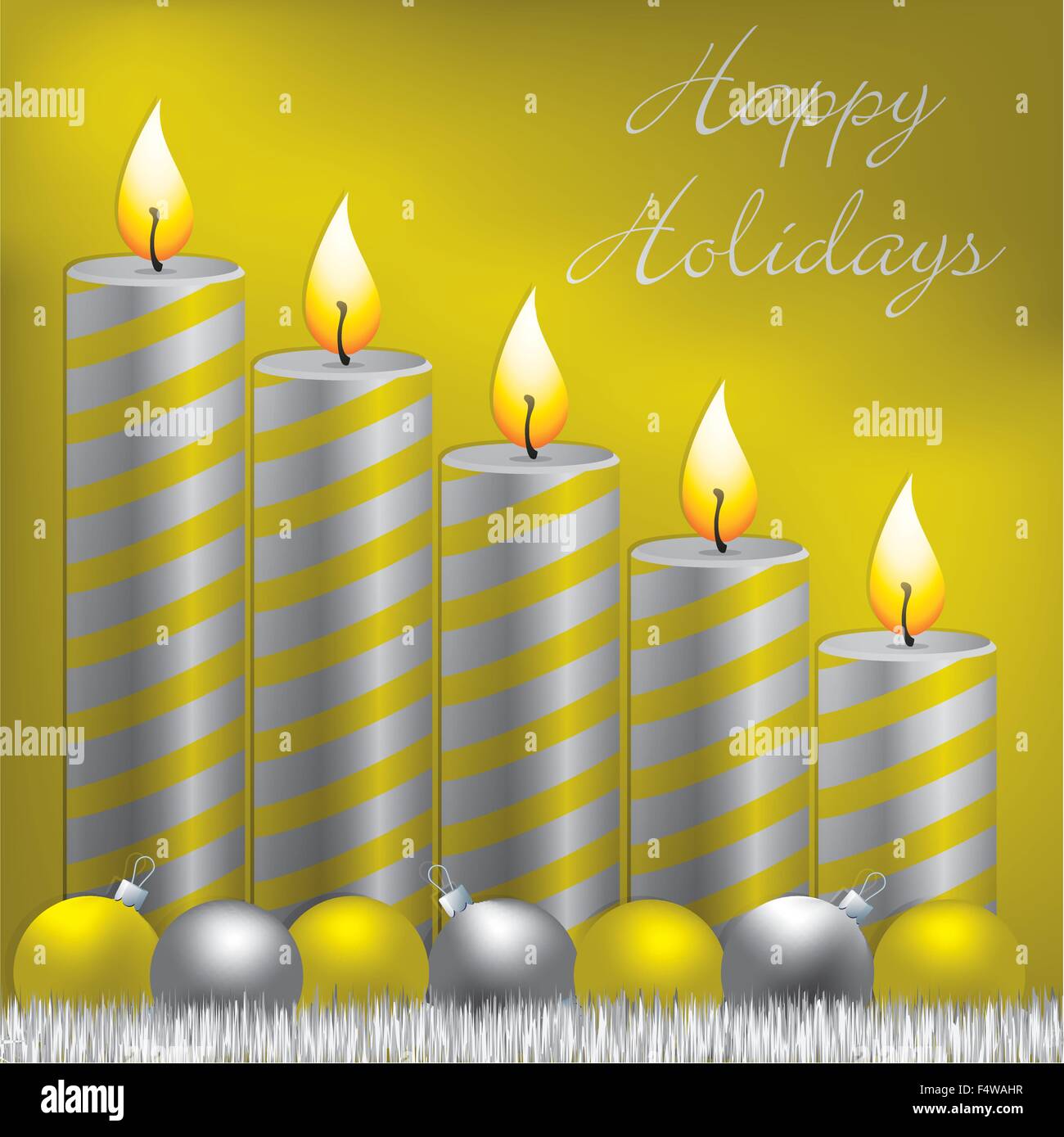 Christmas candle, bauble and tinsel card in vector format Stock Vector ...