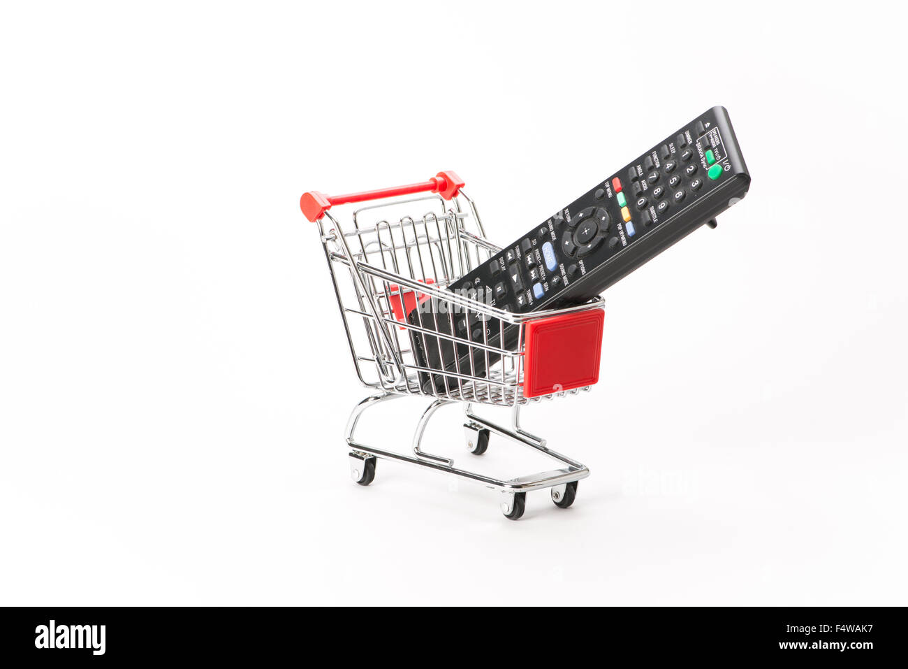 Caddy for shopping with remote control on white background Stock Photo ...