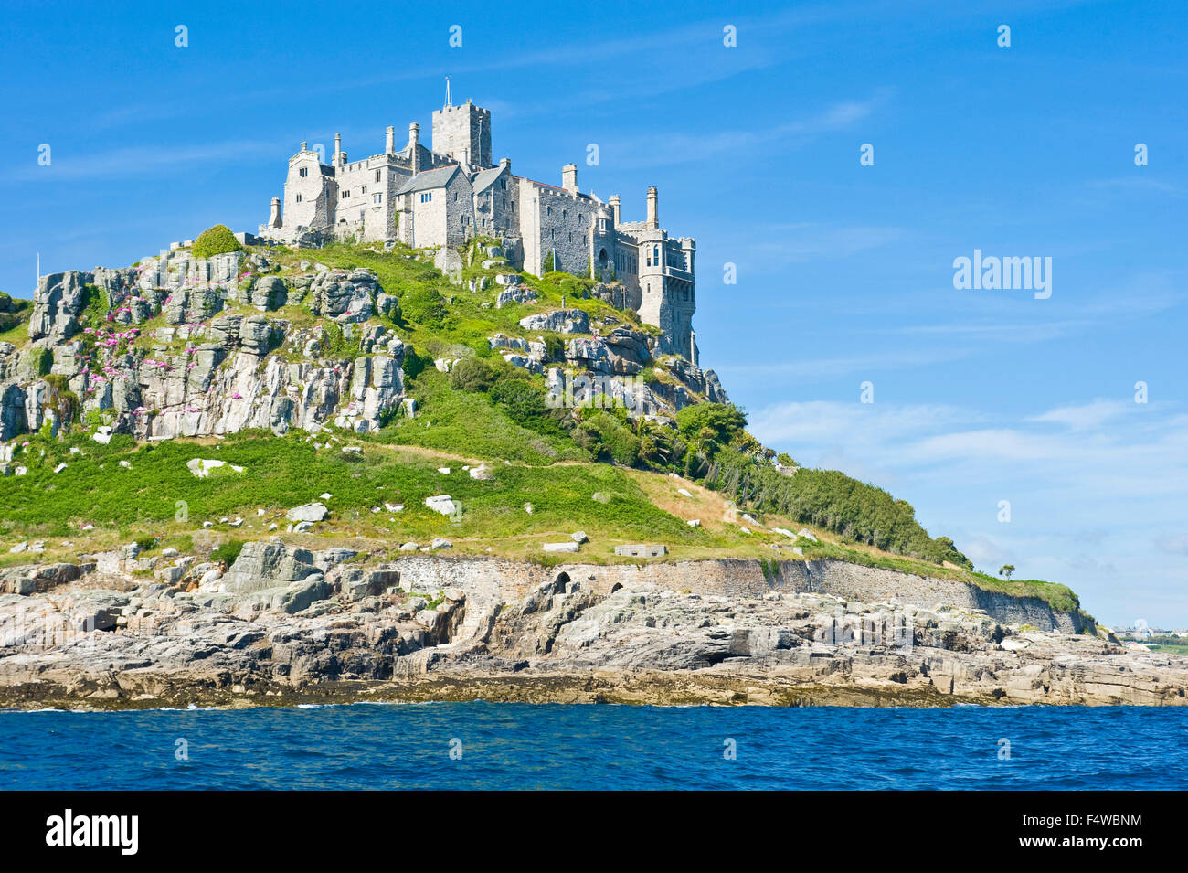 A view of St Michael's Mount from the seaward side of the island Stock ...