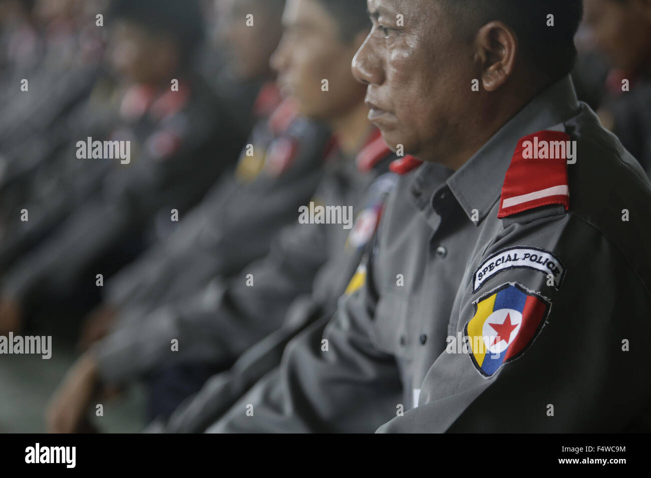 Yangon, Myanmar. 23rd Oct, 2015. Specially recruited police officers ...