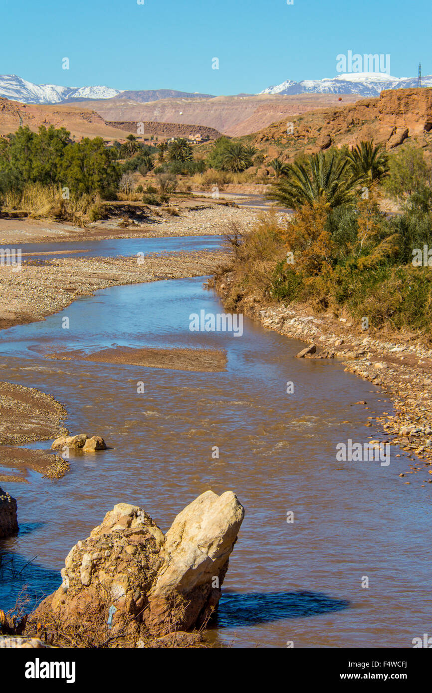Imini River flows from eastern Atlas Mountains and enters Ouarzazate ...