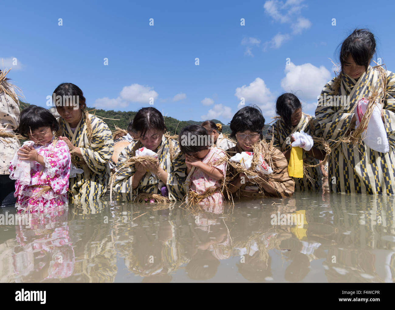 Shioya Ungami, an annual festival in Ogimi Village, Okinawa. Local ...