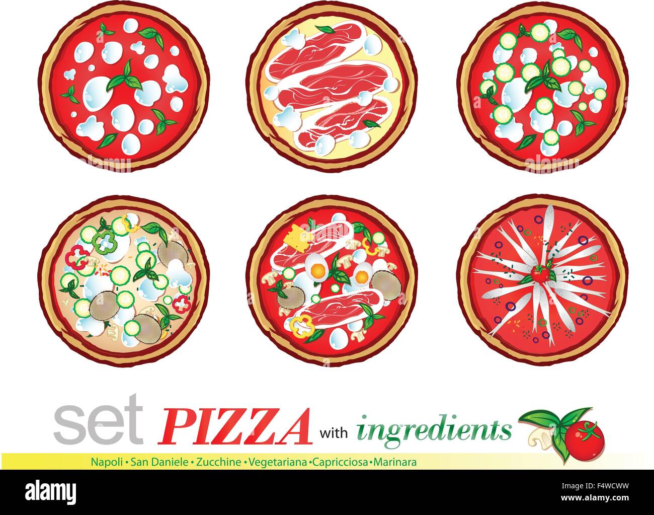 pizza cartoon set isolated on white background Stock Vector Image & Art ...