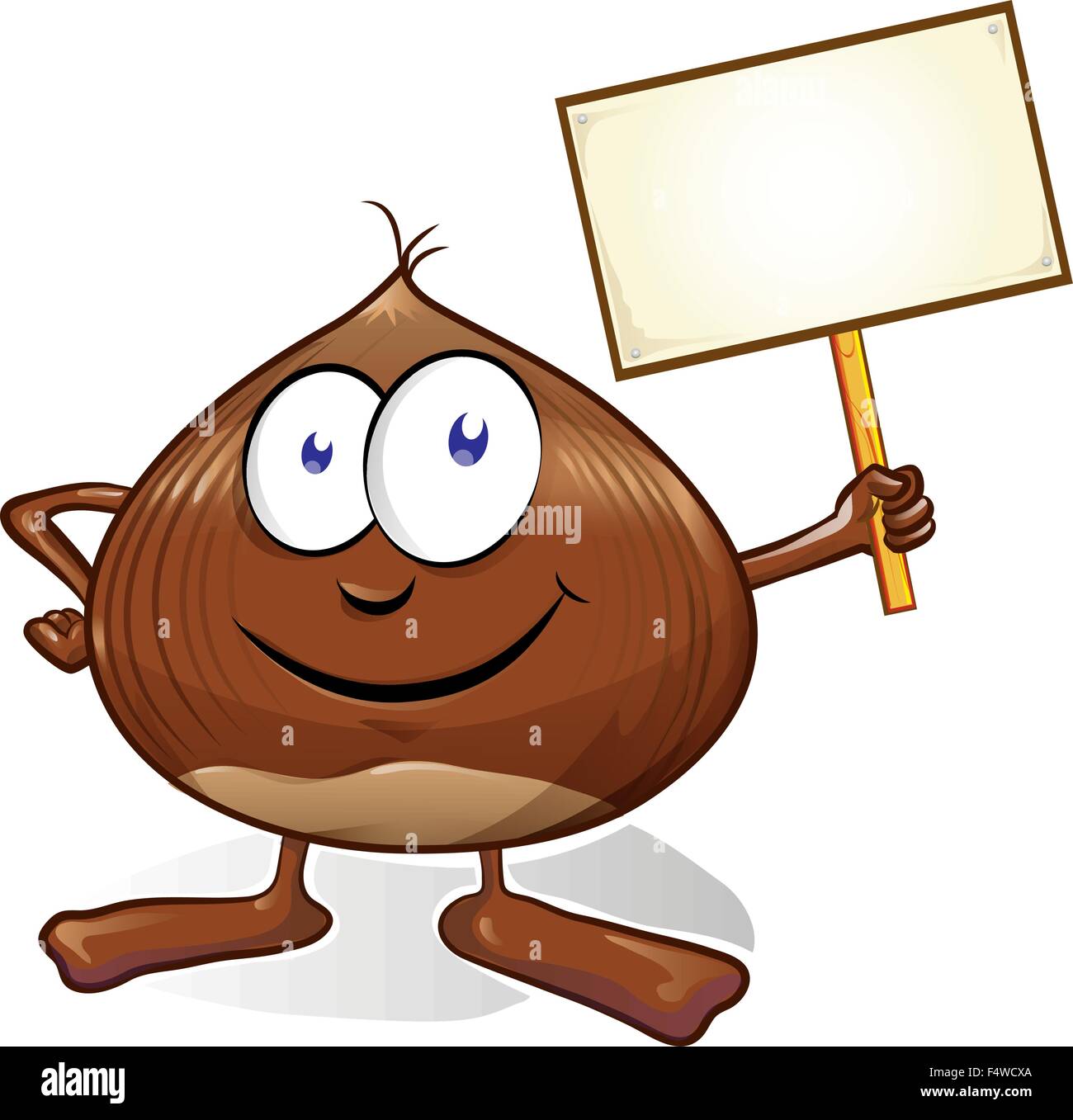 chestnut cartoon with signboard isolated on white background Stock ...