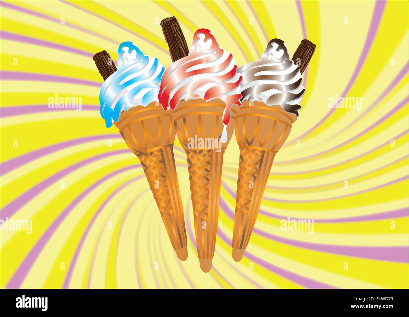 THREE ICE CREAMS Stock Photo - Alamy