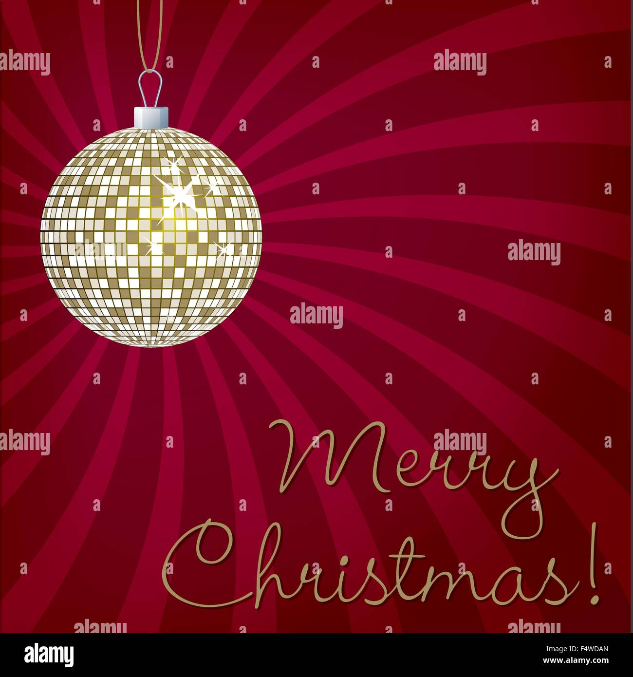 Merry Christmas disco ball card in vector format Stock Vector Image ...