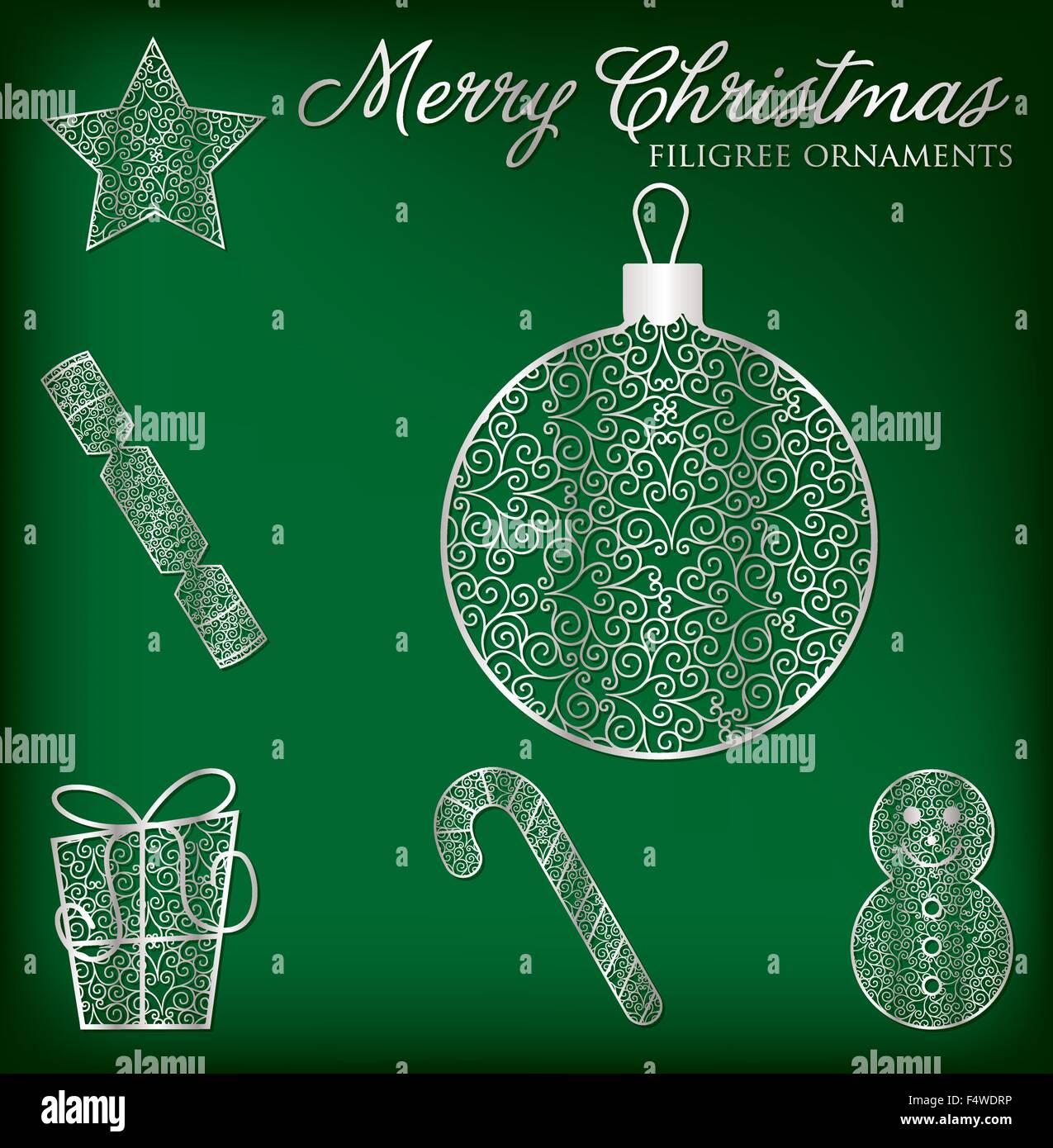 Elegant filigree Christmas decoration set in vector format Stock Vector ...