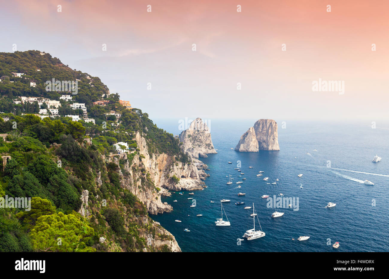 Capri, Italy. Mediterranean Sea coastal landscape with coastal rocks ...