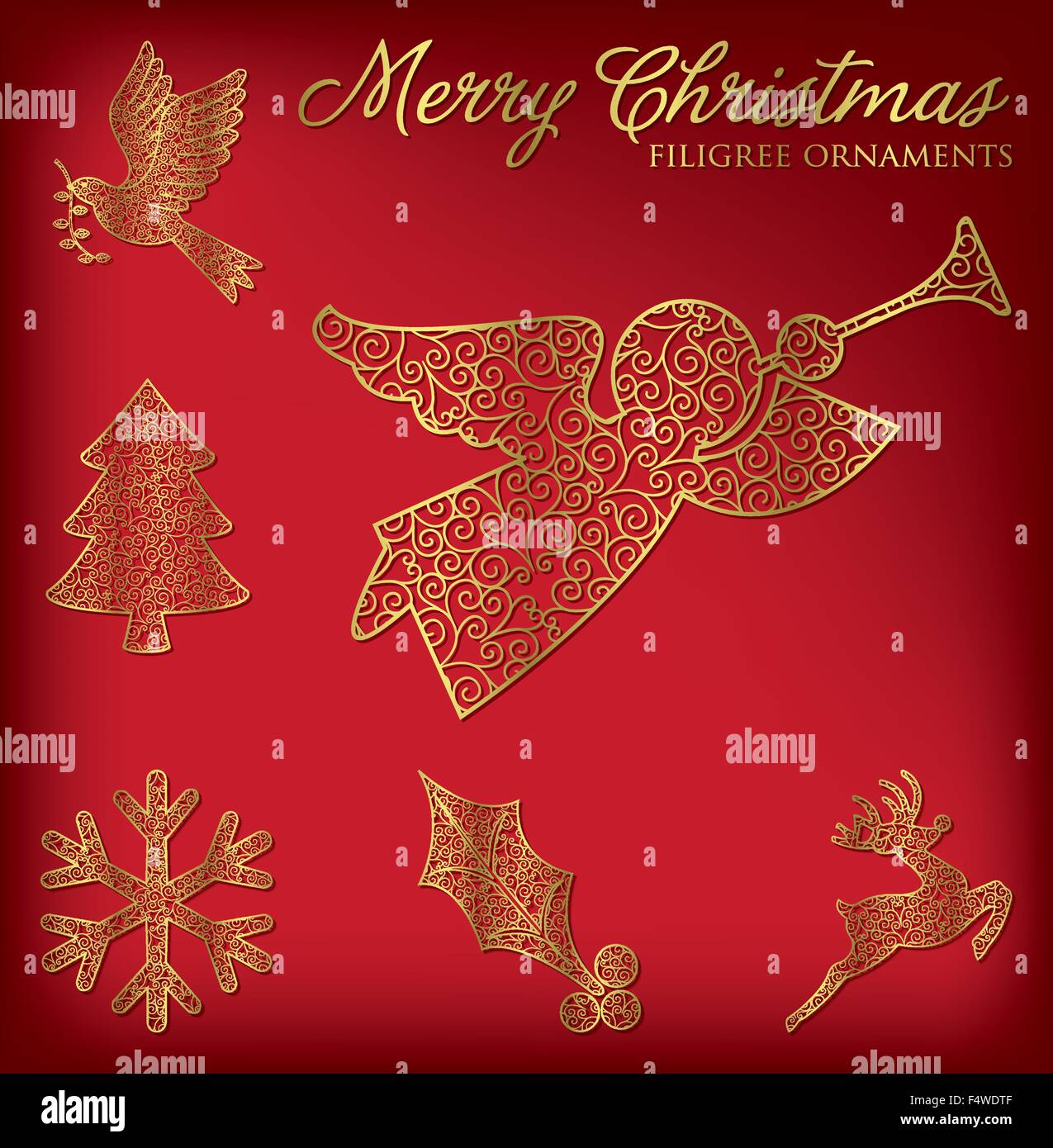 Elegant filigree Christmas decoration set in vector format Stock Vector ...