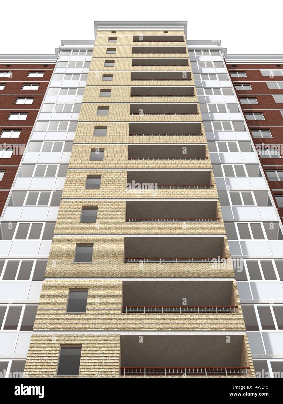 3d rendering of modern multi-storey residential building isolated on ...