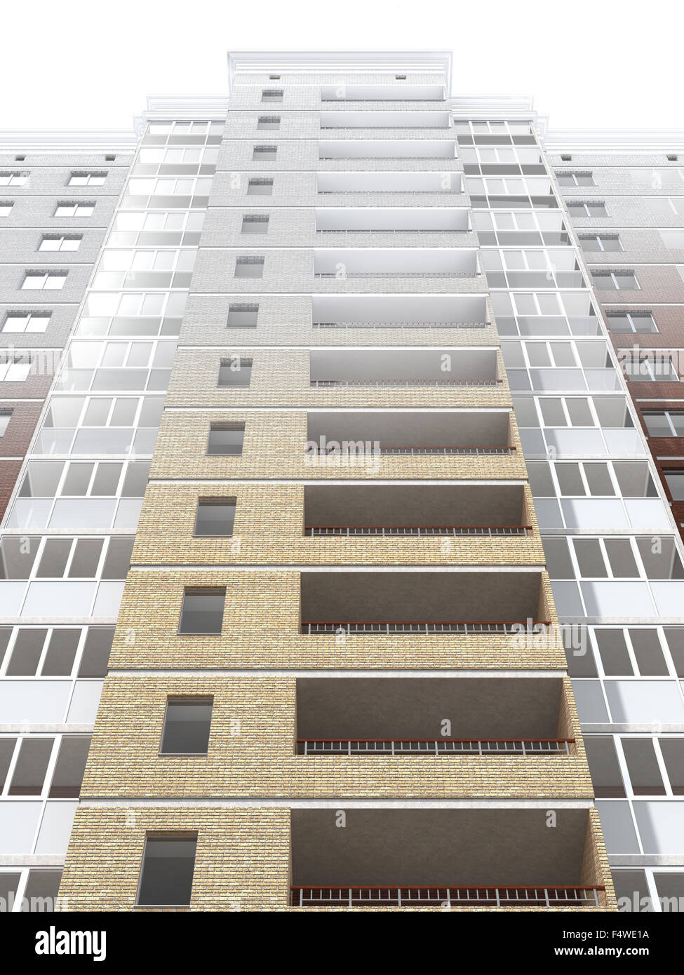 3d rendering of modern multi-storey residential building isolated on ...