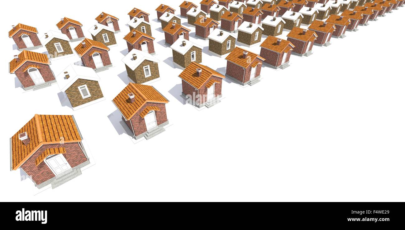 Architecture 3D model of brick houses isolated on white Stock Photo - Alamy