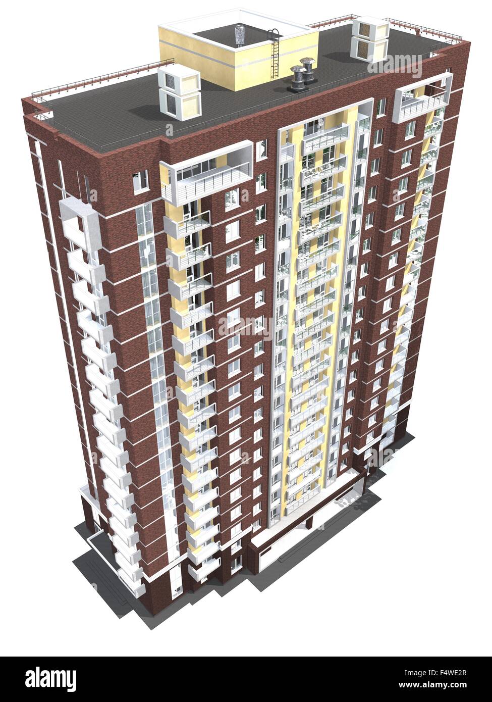 3d rendering of modern multi-storey residential building isolated on ...