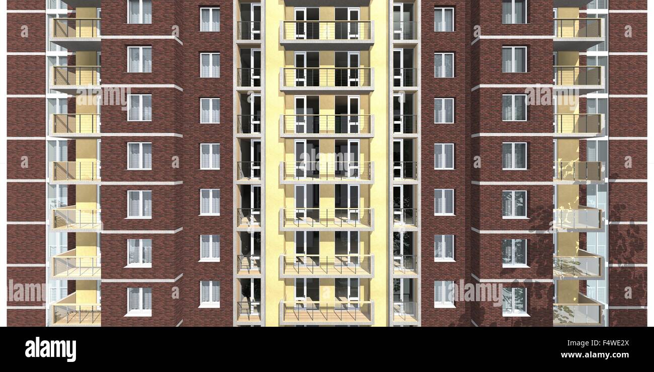 3d rendering of modern multi-storey residential building isolated on ...