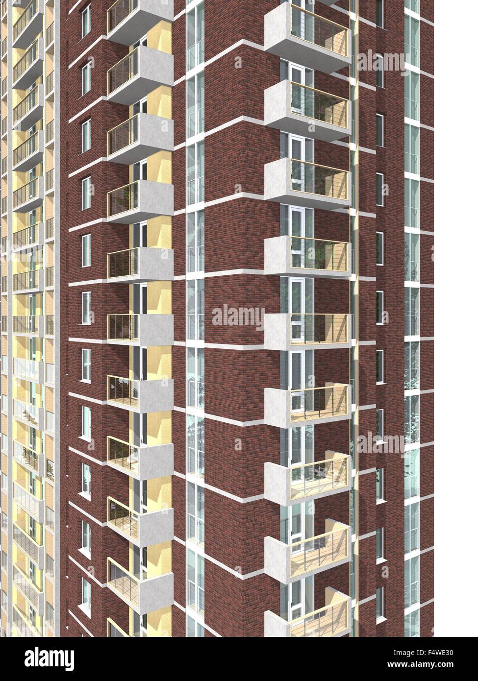 3d rendering of modern multi-storey residential building isolated on ...