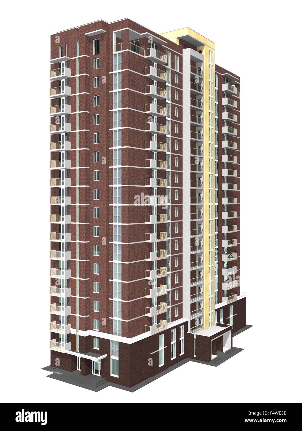 3d rendering of modern multi-storey residential building isolated on ...