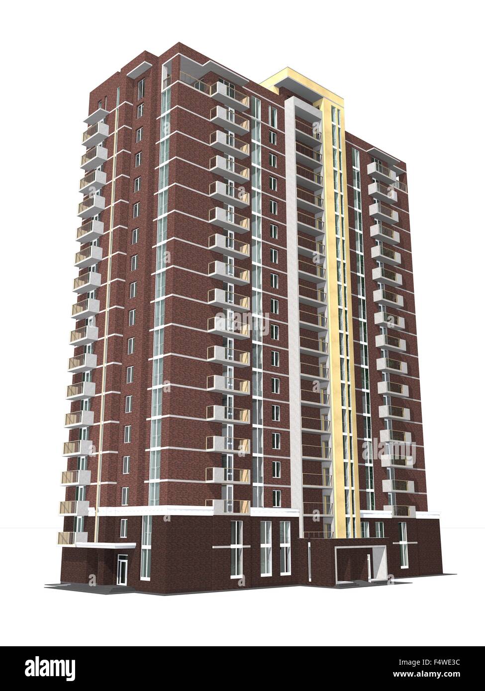 3d rendering of modern multi-storey residential building isolated on ...