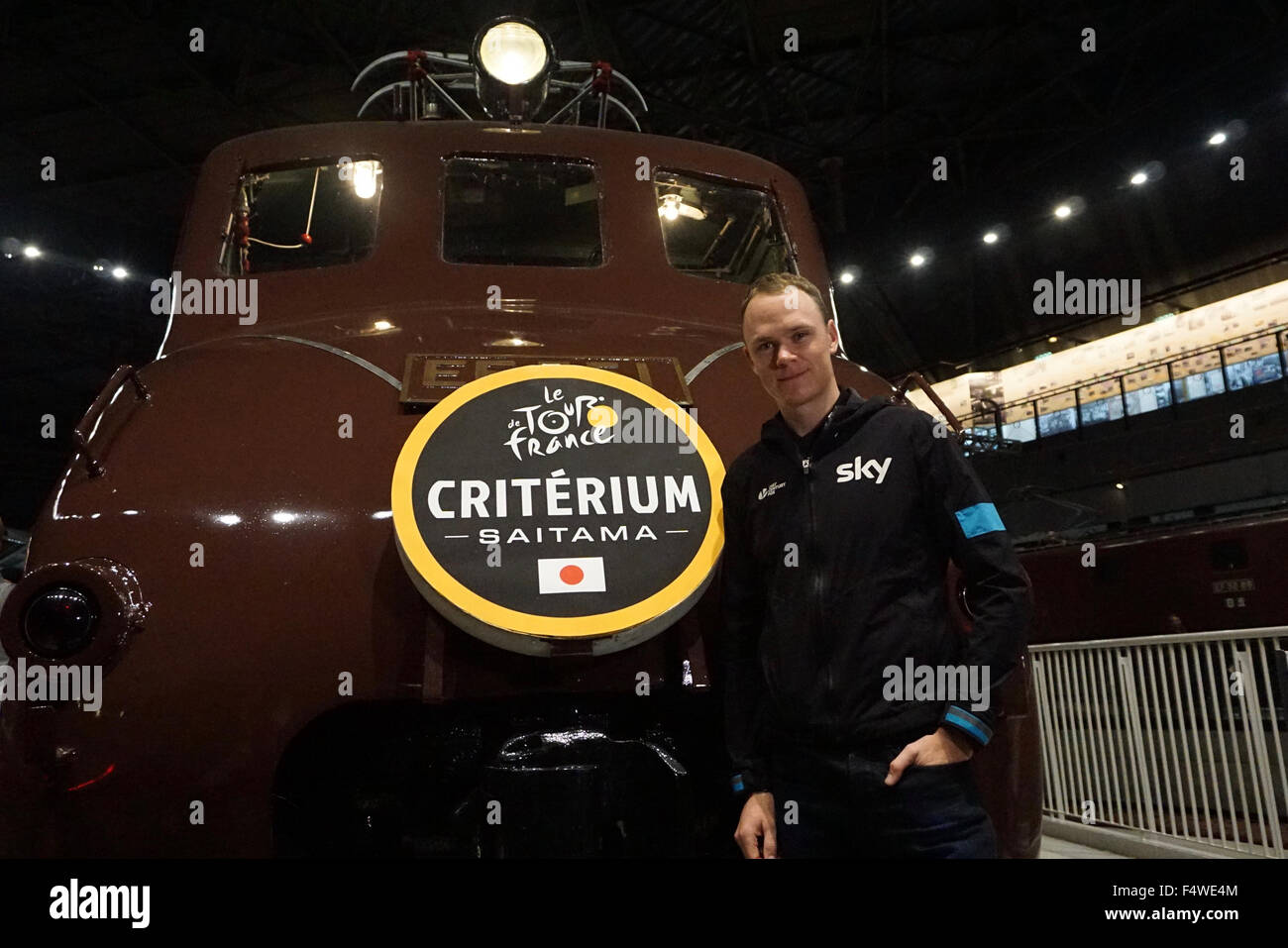 Chris Froome poses in front of a train in The Railway Museum on October ...
