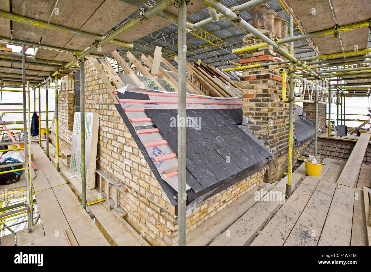 A partially completed loft conversion to a Victorian/Edwardian London ...