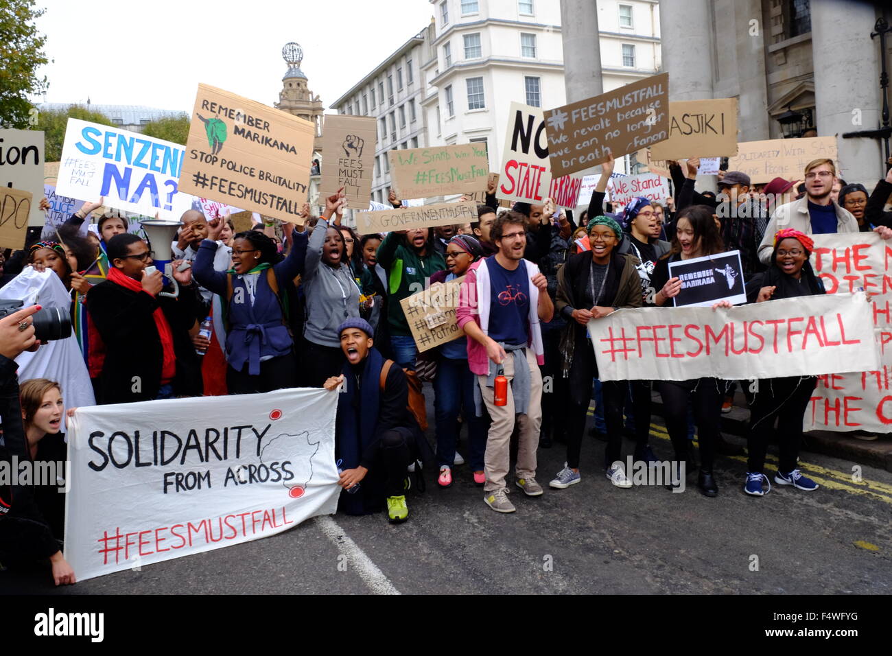 South Africans in London and supporters gather outside the South ...