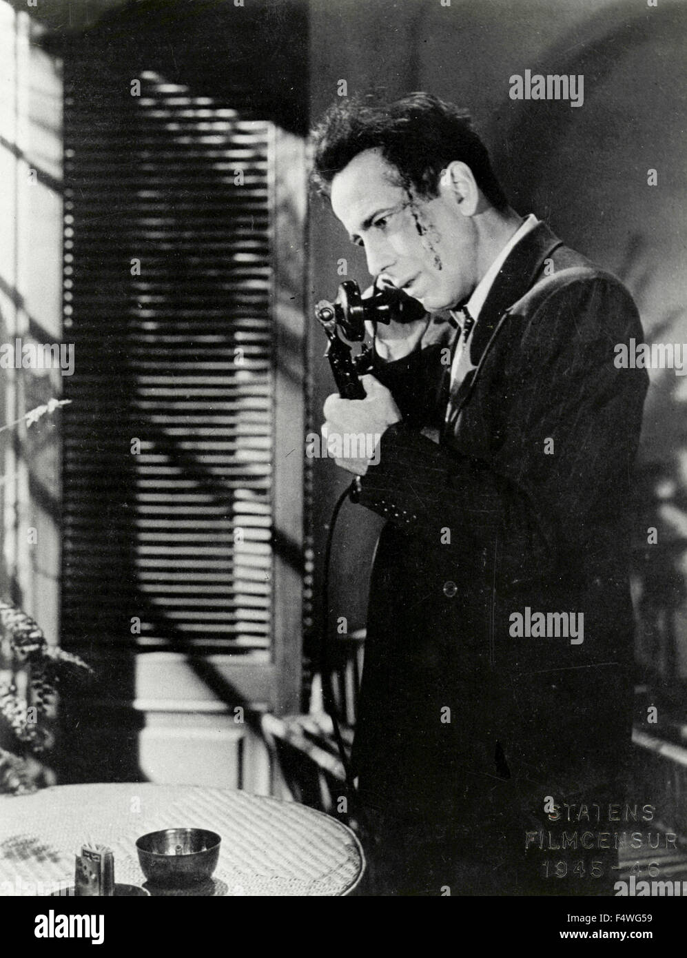 The American actor Humphrey Bogart in a scene from the movie "Across ...