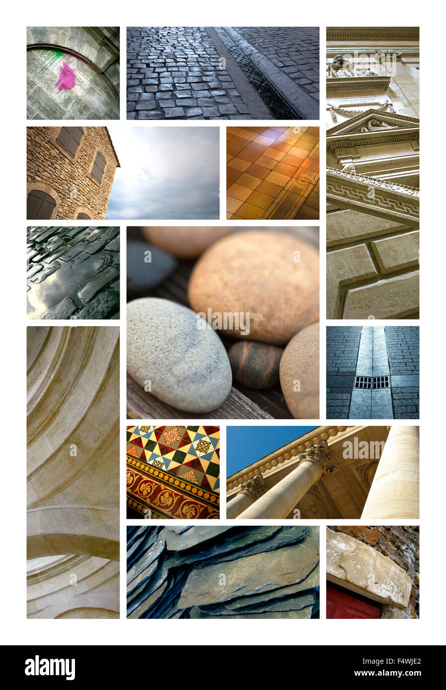 Various decorative and mineral elements on a collage Stock Photo - Alamy