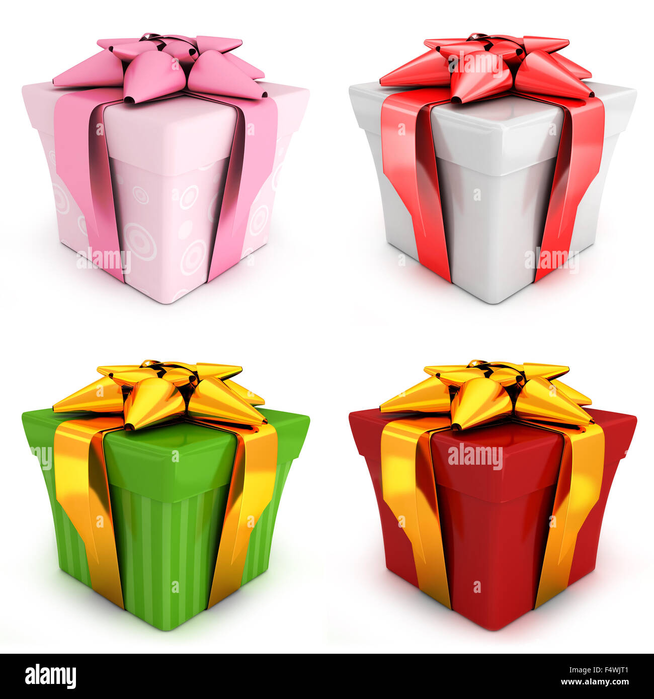 Four gifts on white background (done in 3d Stock Photo - Alamy