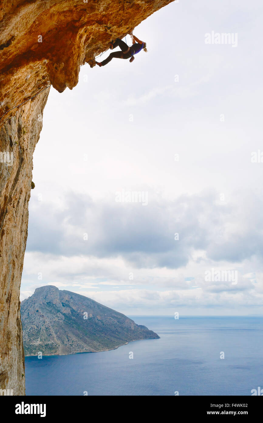 Rock Climber On Steep Cliff High Resolution Stock Photography and ...