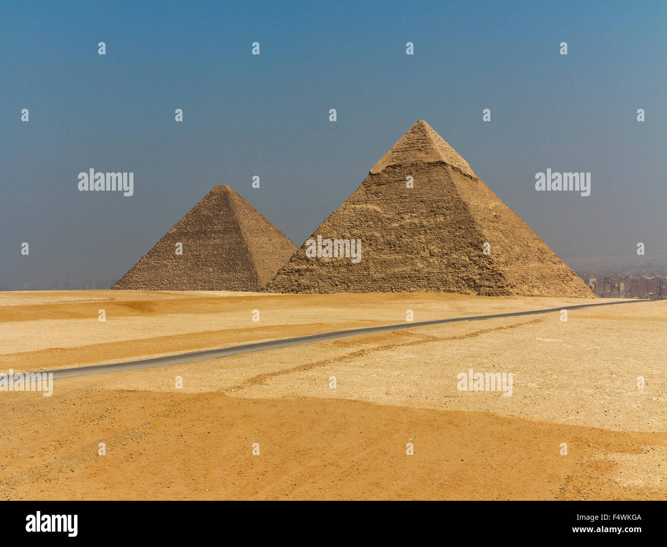 Panorama of the Great Pyramids of Giza taken from view point in the ...