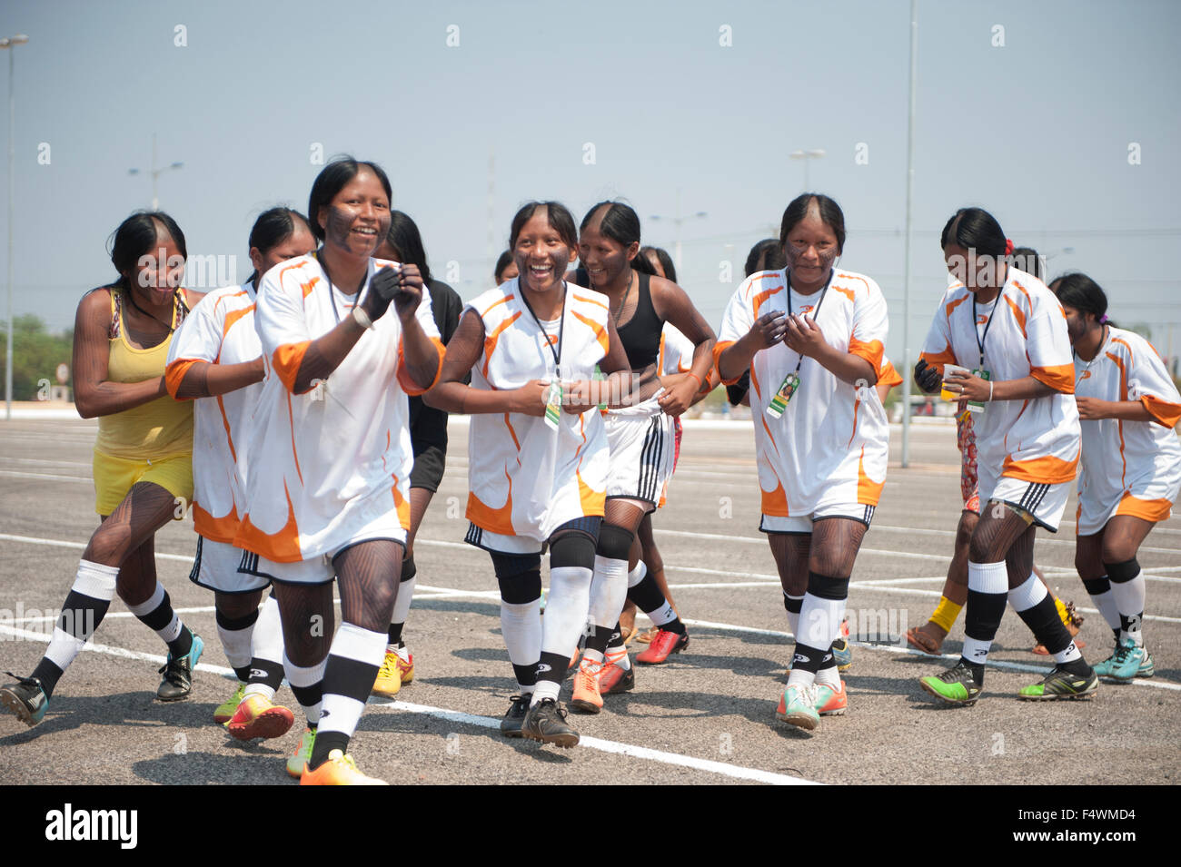 Palmas, Brazil. 22nd Oct, 2015. The Kayapo women's football team ...