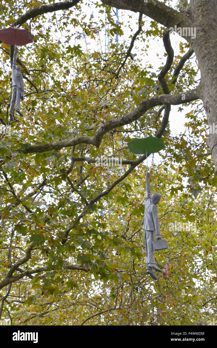 Art sculpture Installation of sculptures in Leicester Square, 'Swept Up ...