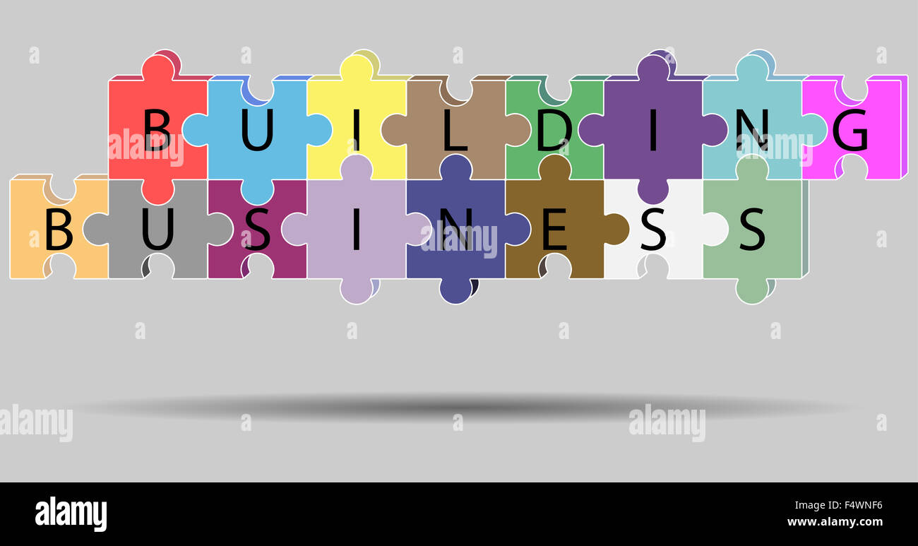 Business building concept. Piece jigsaw, success solution, teamwork ...