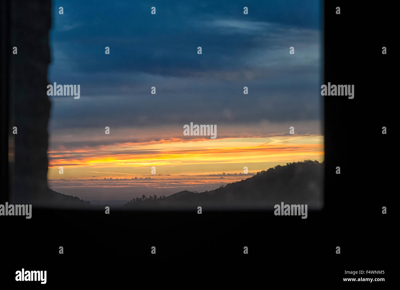 Twilight view from a window in a park Stock Photo - Alamy