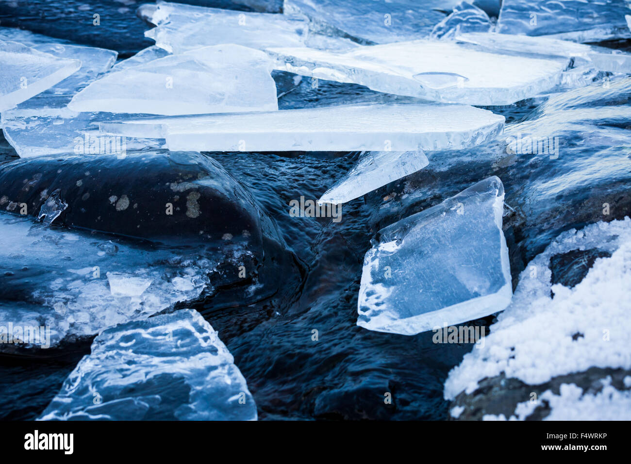 Pieces of ice at lakeside Stock Photo - Alamy