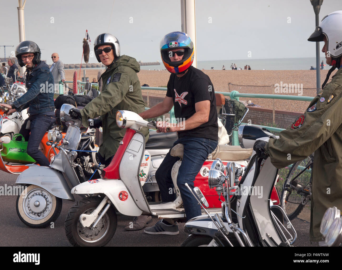 A gathering of mods in Brighton Stock Photo - Alamy