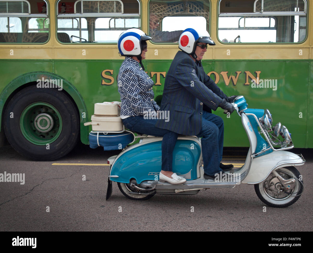 A gathering of mods in Brighton Stock Photo - Alamy