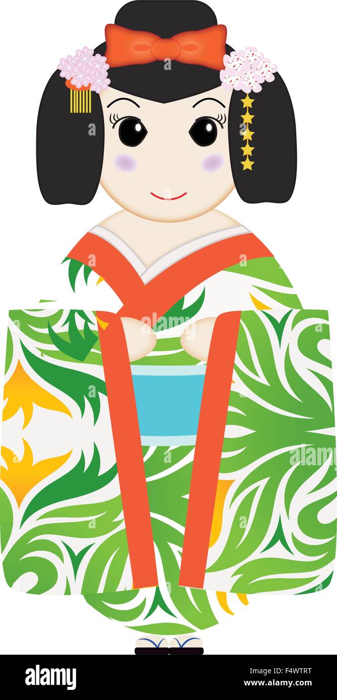 cute Japanese Kokeshi Dolls illustrator design Stock Vector Image & Art ...