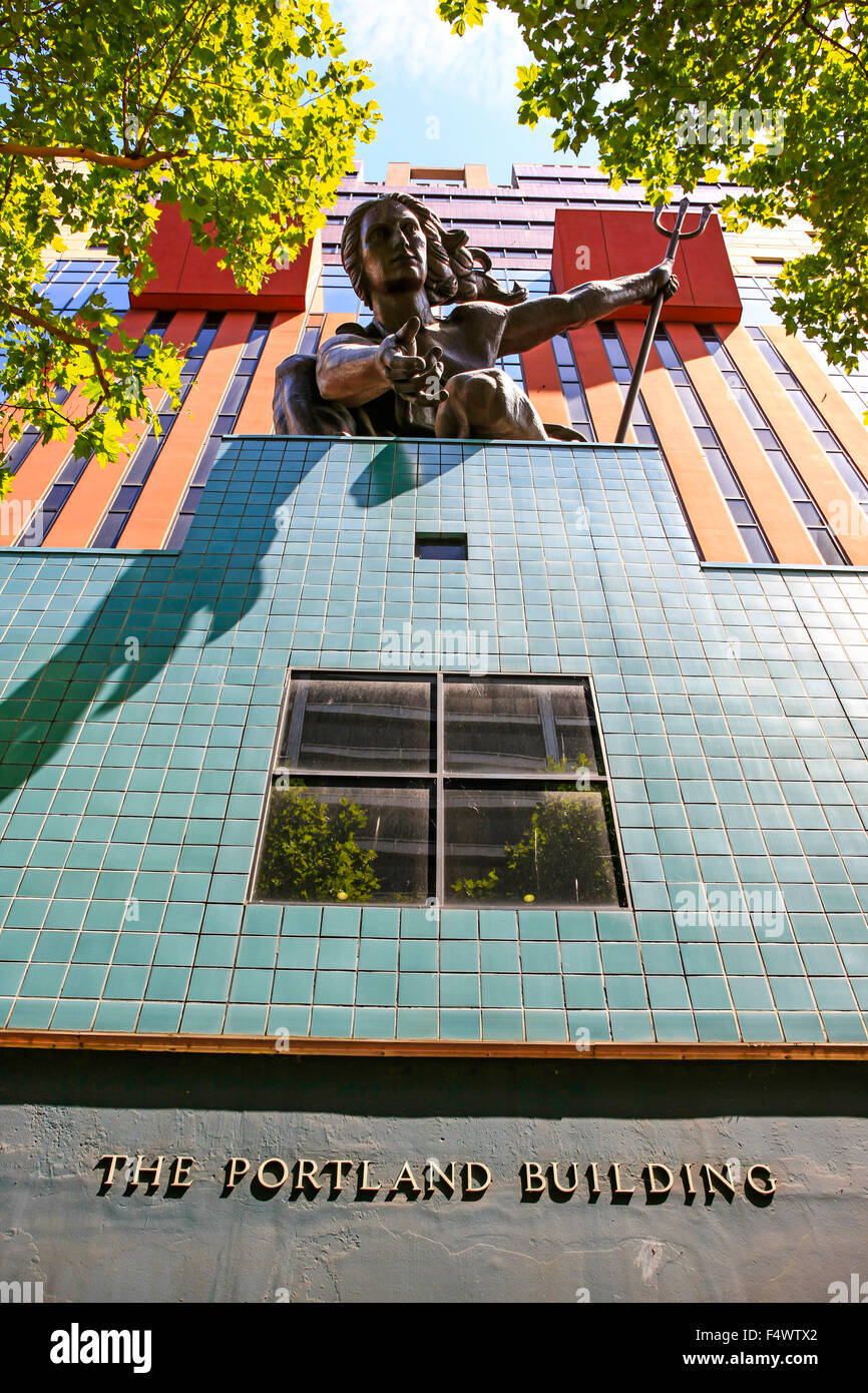 Bronze statue over the doorway of the Portland building on 5th Avenue ...