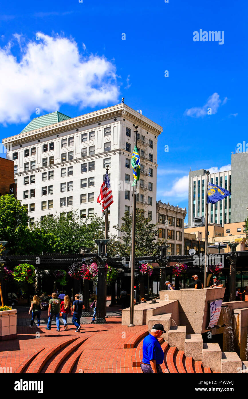 People in Pioneer Courthouse Square, affectionately known as Portland's ...