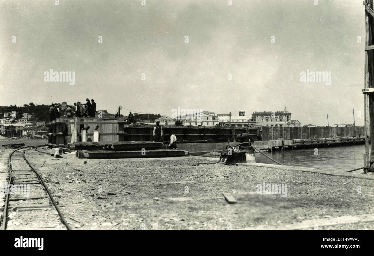 Construction of the port of Durres, Albania Stock Photo - Alamy