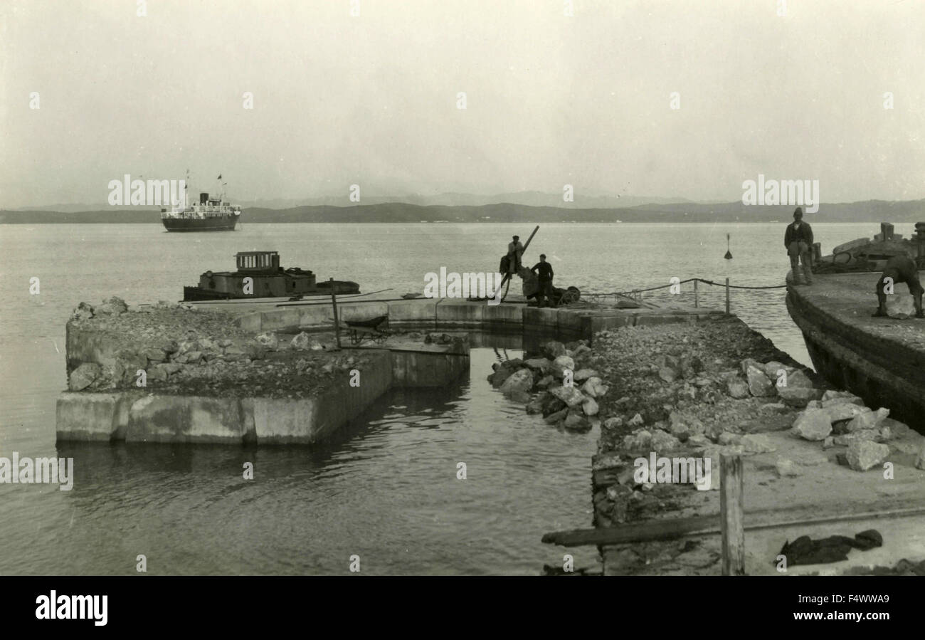 Construction of the port of Durres, Albania Stock Photo - Alamy