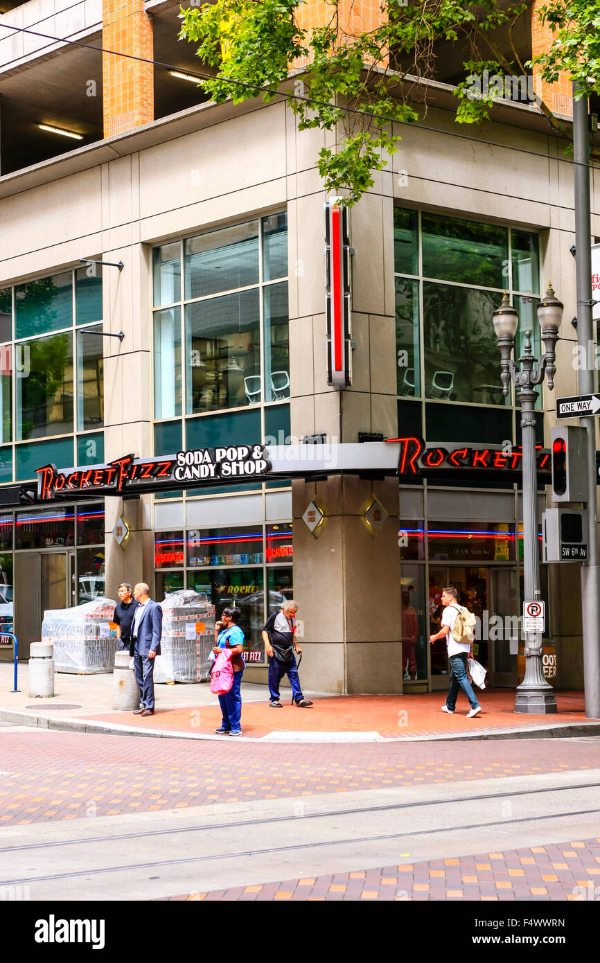 Rocket Fizz soda pop and candy store in downtown Portland Oregon Stock ...