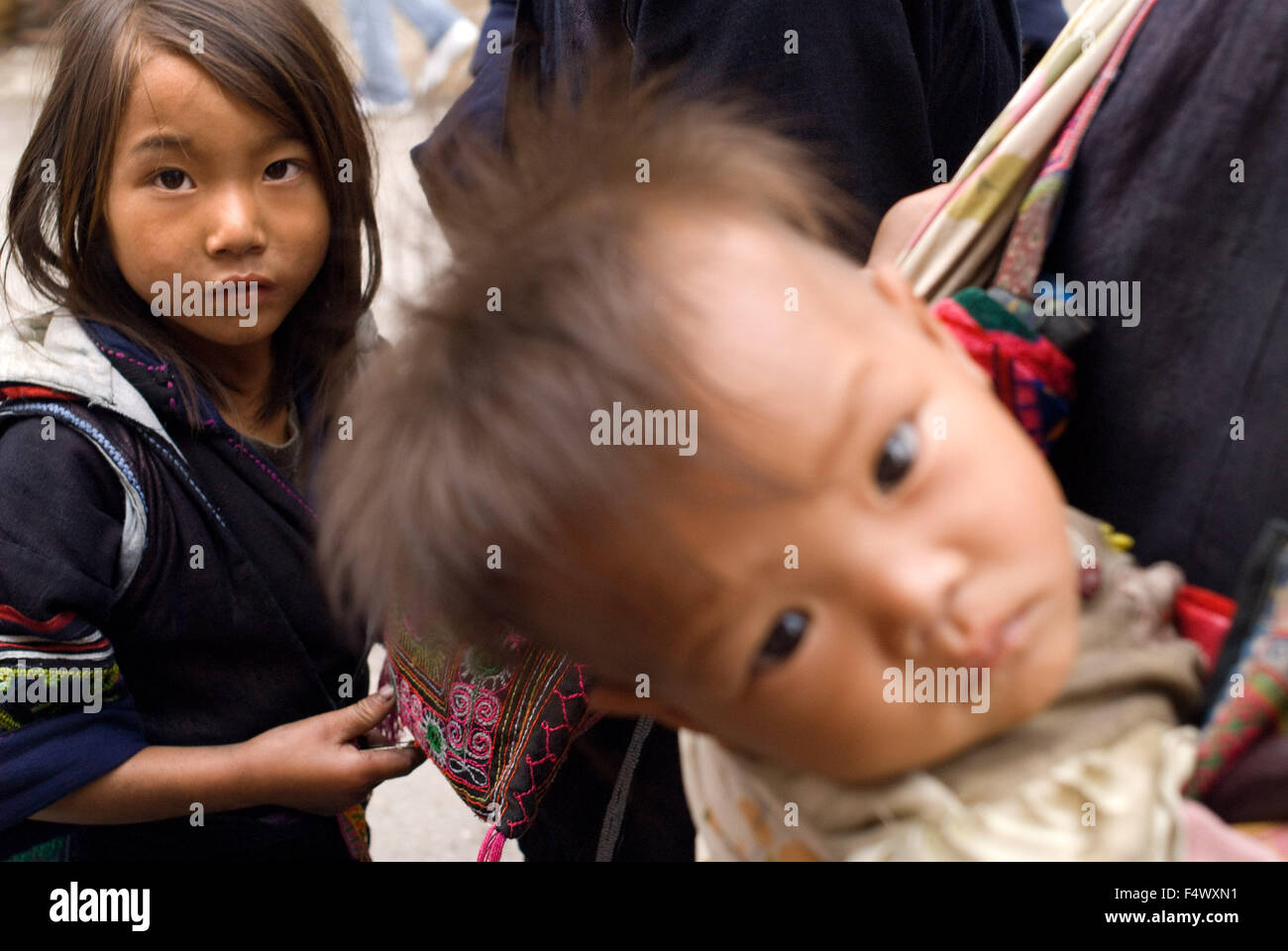 Portrait of a Black Hmong children in Sapa Vietnam. Lao Cai Province ...