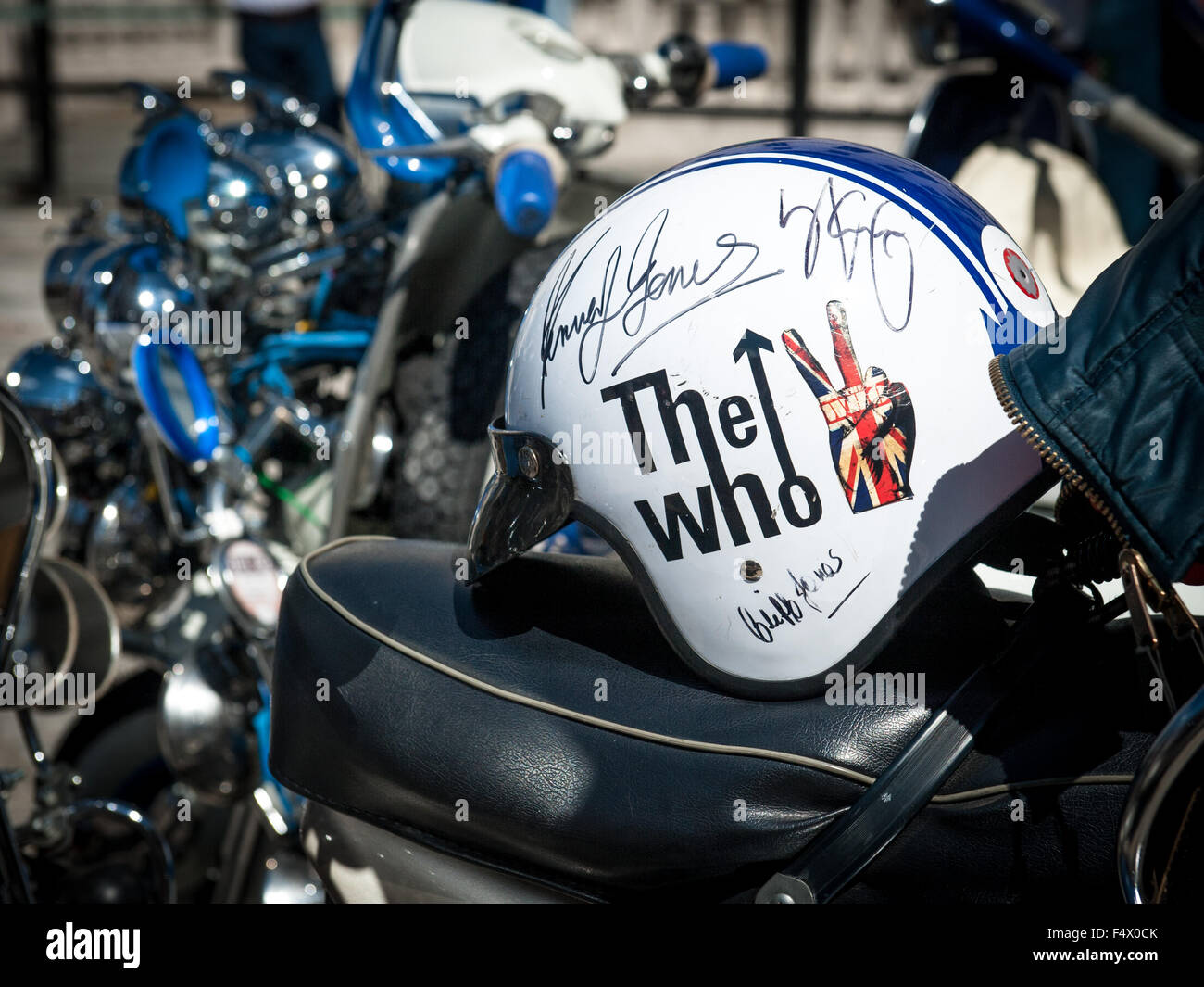 Around 30 Mods on scooters, including Vespas and Lambrettas, arrive to ...