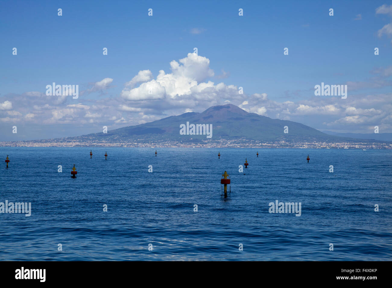 Mount Vesuvius from across the Bay of Naples, Italy Stock Photo - Alamy