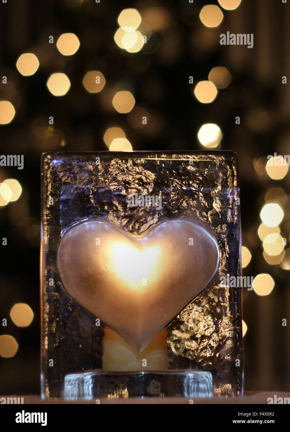 Beautiful Illuminated Glass Heart Stock Photo - Alamy