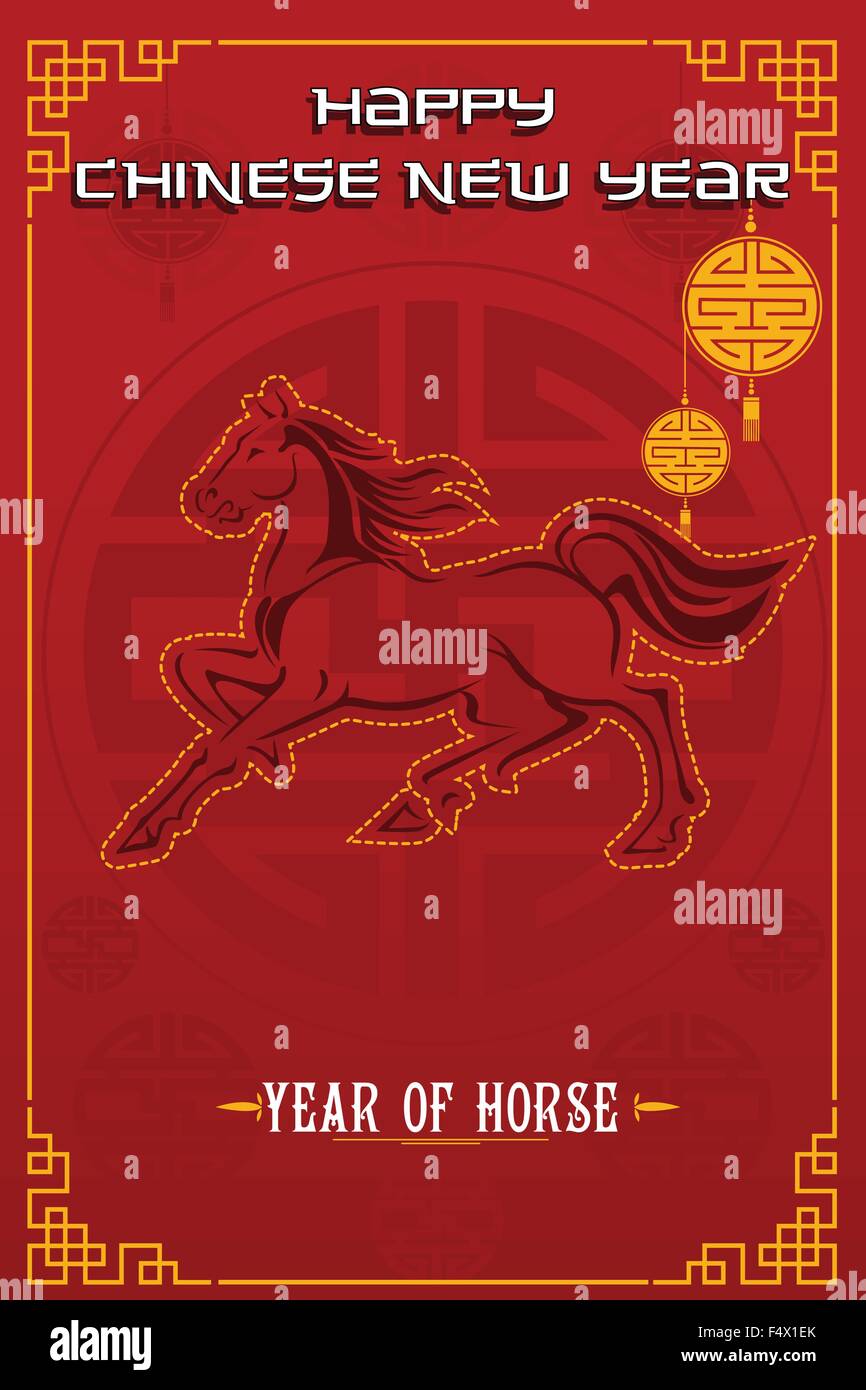 A vector illustration of Year of Horse design for Chinese New Year ...