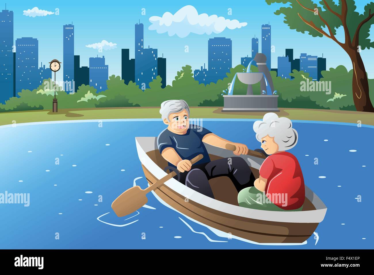 Man rowing boat woman Stock Vector Images - Alamy