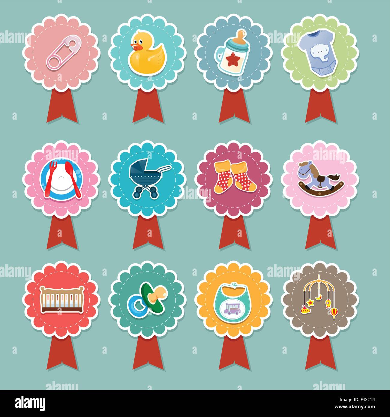 A vector illustration of baby items icon designs Stock Vector Image ...