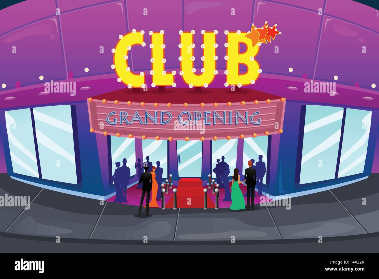 A vector illustration people going to a grand opening of a building ...